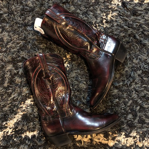 Lucchese Mens Goat Gavin Cowboy Boots - Black Cherry | eBay