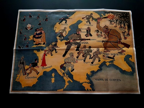 1939 WW2 EUROPE COMIC ITALY BRITAIN USSR WAR MAP ARMY SOLDIER FRANCE ...