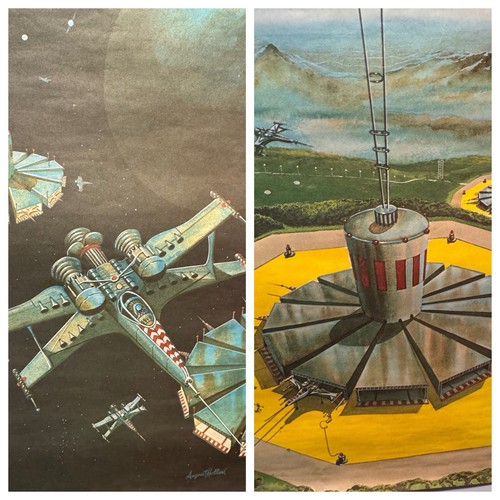 Pair Of August Holland Poster Prints Planet Base Station Sci-Fi Space ...