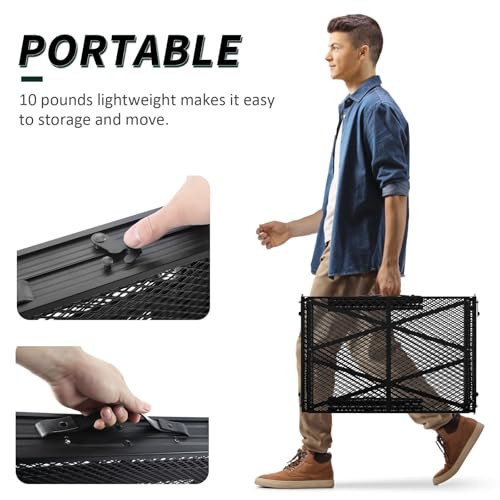 Folding Gril Table, 4x2 FT Camping Table with Mesh Desktop,Height ...