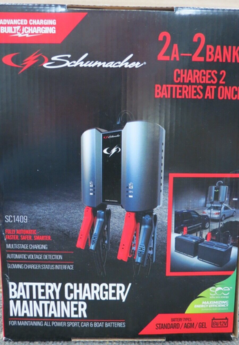 Schumacher SC1409 2 Amp Twin Bank Battery Charger Maintainer for sale ...
