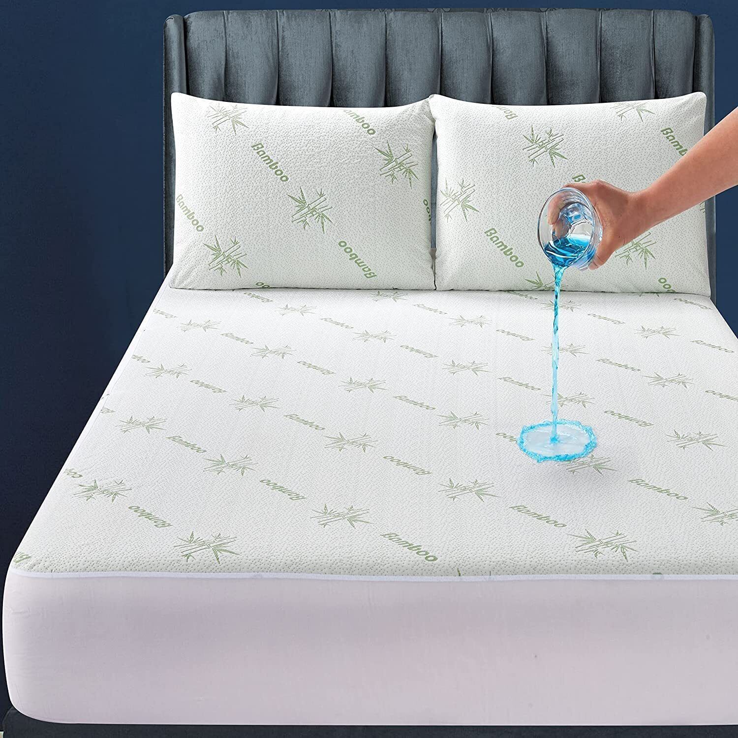 Extra Deep Bamboo Mattress Protector Matress Waterproof Fitted Sheet ...