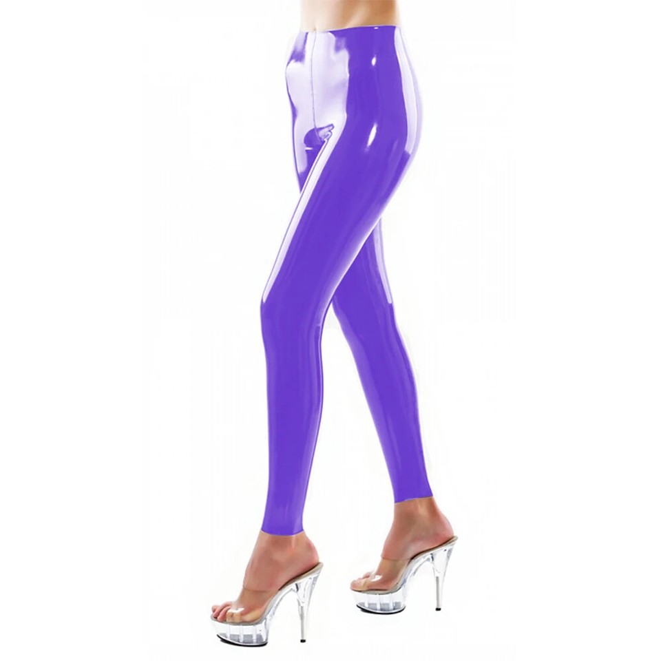 PVC Pants Women High Waist Elastic Skinny Pants Latex Look Ankle-Length ...