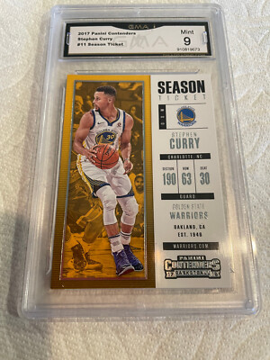 STEPHEN CURRY WARRIORS 2017 PANINI CONTENDERS SEASON TICKET # 11 GRADED ...