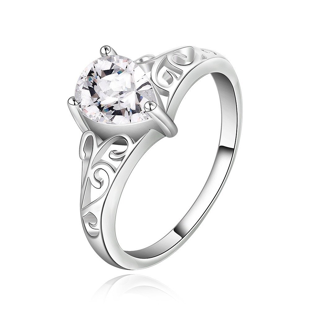 New 925 Sterling Silver Filled Inlay Crystal Filigree Engagement ...