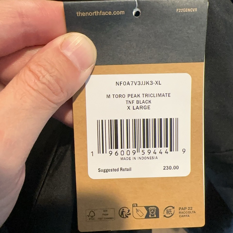 NWT The North Face Mens Toro Peak Triclimate 3 in 1 Hooded Jacket TNF ...