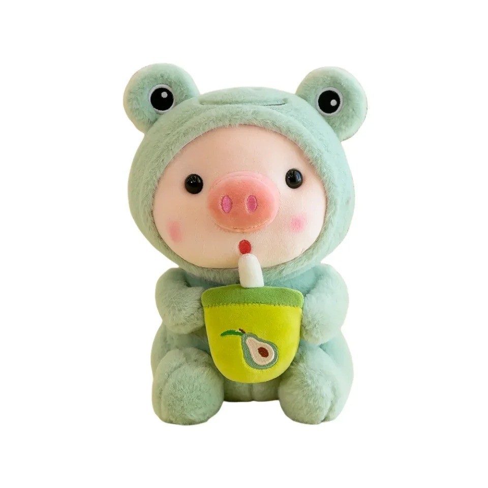 Cute Milk Tea Pig Plush Toy Kawaii Cartoon Animal Soft Stuffed Doll ...
