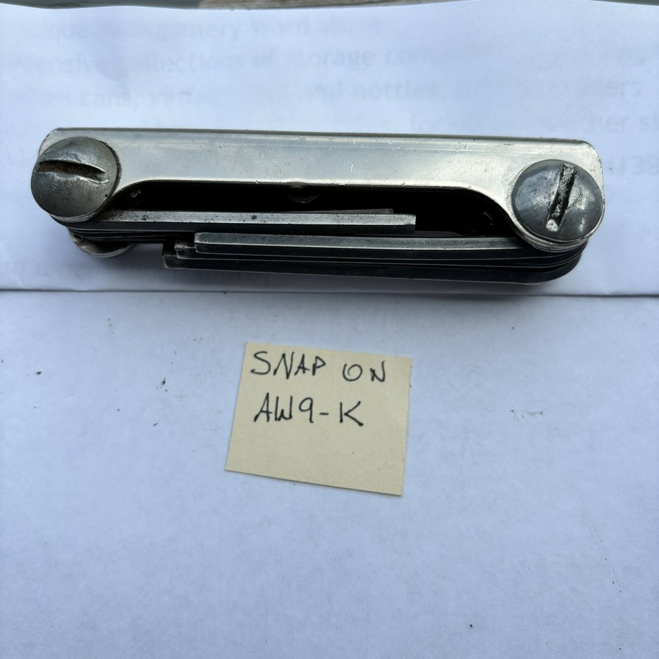 Vintage Snap-on Tools AW9-K Pocket Folding Hex Key Allen Wrench Set 9 ...