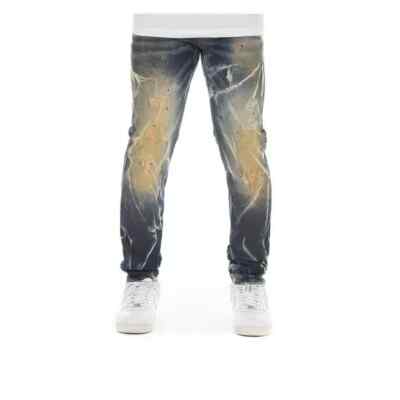 $115 Akoo Men's Dark Wash Slim/Skulk FIt Moor Jean Cotton/Polyester ...