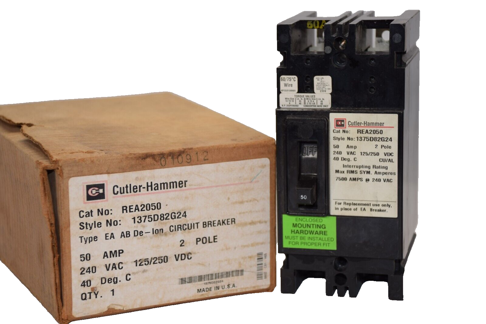 (NEW) CUTLER HAMMER REA2050 50A 2 Pole 240Vac Circuit Breaker | eBay