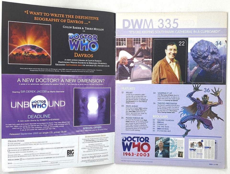 Doctor Who Magazine # 335 - October 15, 2003 (Marvel Comics) | eBay