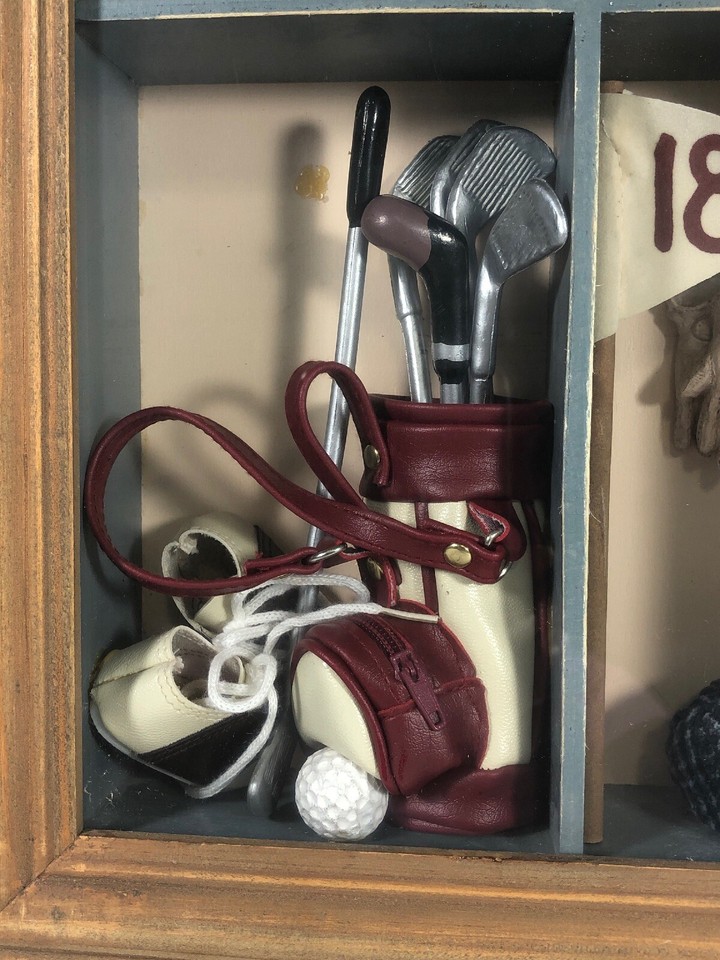 Golf Theme Hanging 3D Shadow Box Picture Frame 12x9 Clubs Caddy Balls ...