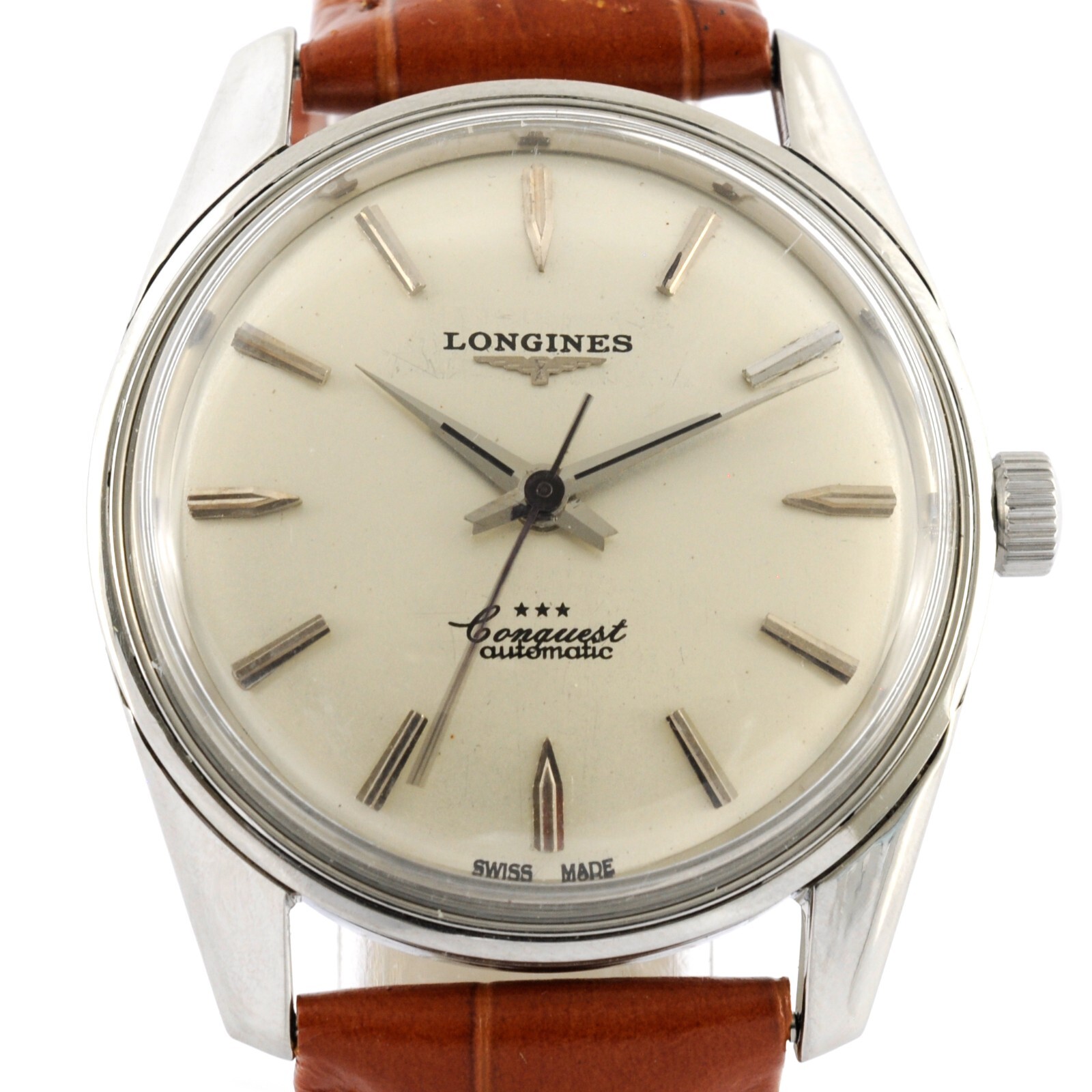 AUTHENTIC 1960 LONGINES CONQUEST SWISS AUTOMATIC STEEL GOLD FISH ...