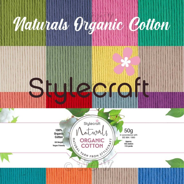 Stylecraft NATURALS ORGANIC COTTON DK Crochet Cotton 9 X 50g 7189 ...