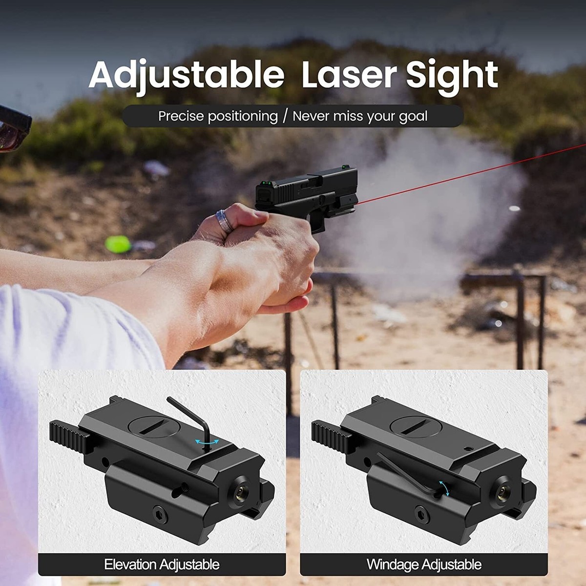 Red Laser Sight Gmconn Low Profile – Rechargeable, Picatinny Rail Mount ...