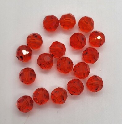 6pc Swarovski Crystal Hyacinth 8mm Faceted Round 5000 Beads; Red Orange ...