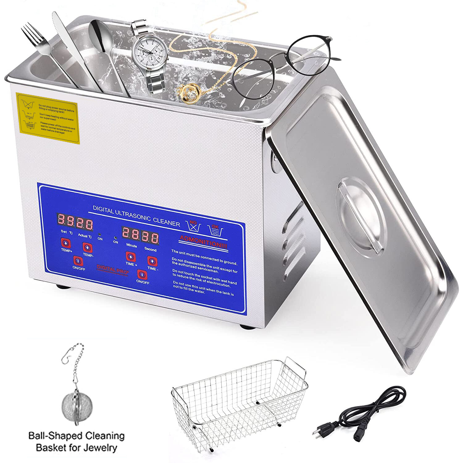 3L Digital Ultrasonic Cleaner w/ Heater Timer Stainless Steel Cleaning ...