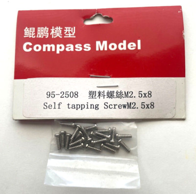 95-2508 Metric Self Tapping Screw 2.5x8 Compass Model RC Heli Knight 50 ...