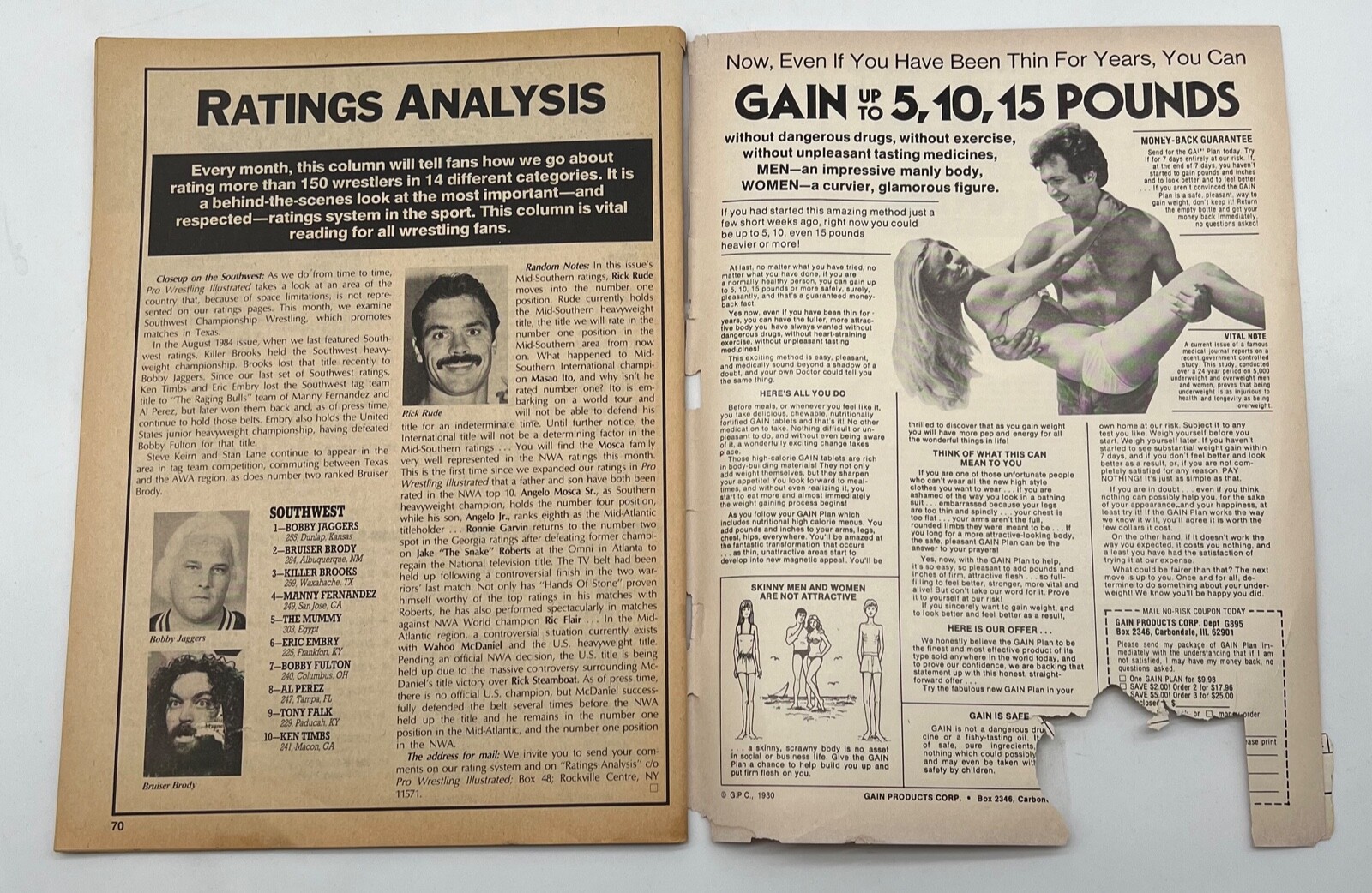 Sgt Slaughter Nov 1984 Pro Wrestling Illustrated PWI Magazine Rick ...