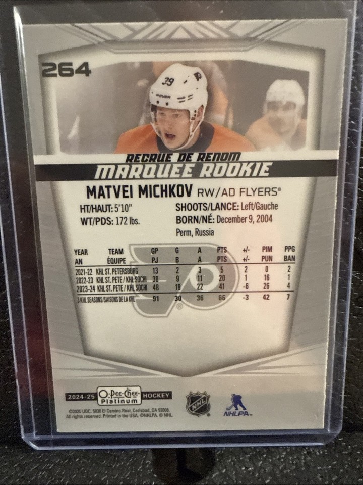 2024-25 O-Pee-Chee Platinum - Marquee Rookies Matvei Michkov #264 (RC ...