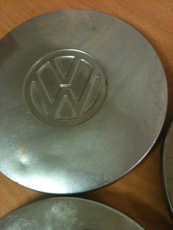 VW bug beetle hubcaps (four) chrome logo OEM original | eBay
