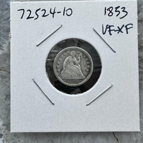 1853 US Seated Liberty .90 Silver Half Dime VF-XF #72524-1O | eBay