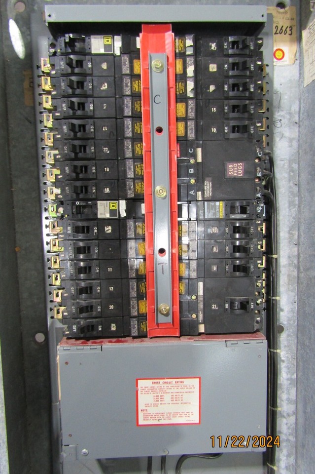 😏 SQUARE D 225A MAX I-LINE PANEL W/ 50A MAIN BREAKER 277/480V 3∅ 4W 30 ...