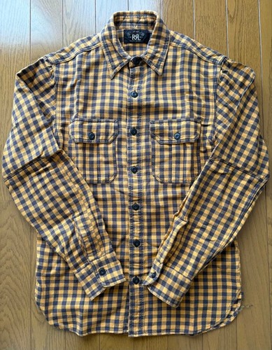 RRL Block Check Flannel Shirt Black Yellow Men's Size S Auth From Japan ...