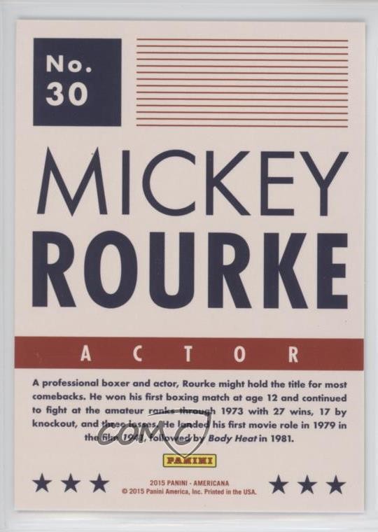 2015 Panini Americana Mickey Rourke #30 0qr0 | eBay UK