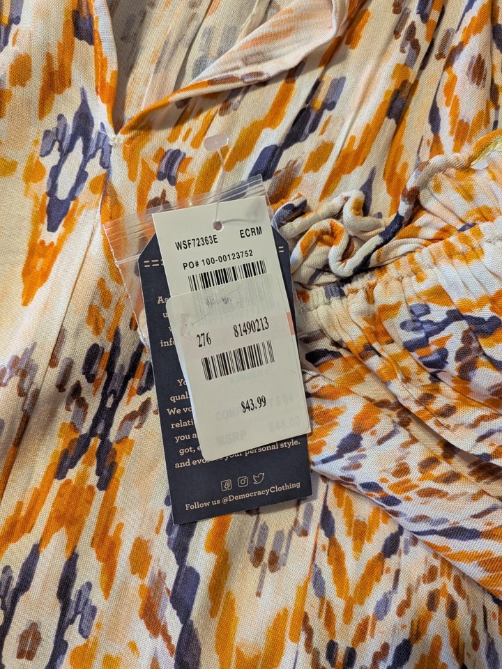 Democracy 2X Half Sleeves Pattern Blouse V-Neck Ladies New w/Tags | eBay