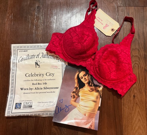 Authentic Alicia Silverstone Red Lace Worn Bra 34B From Personal ...