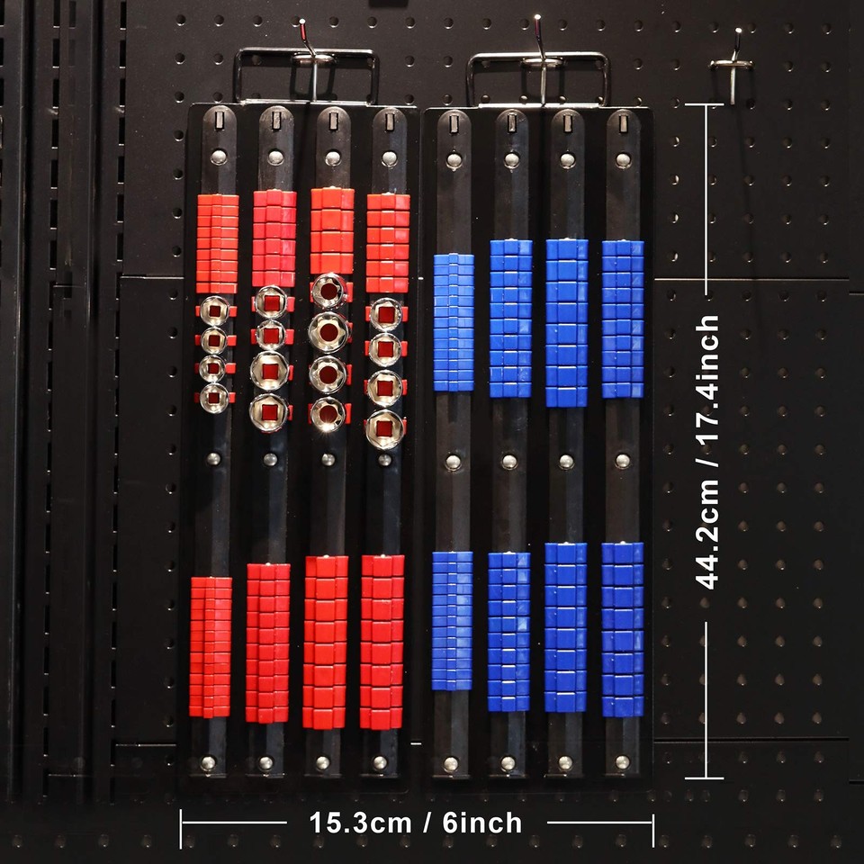 80-Piece Portable Socket Organizer Tray 2 Pcs Set Blue & Red Tools ...