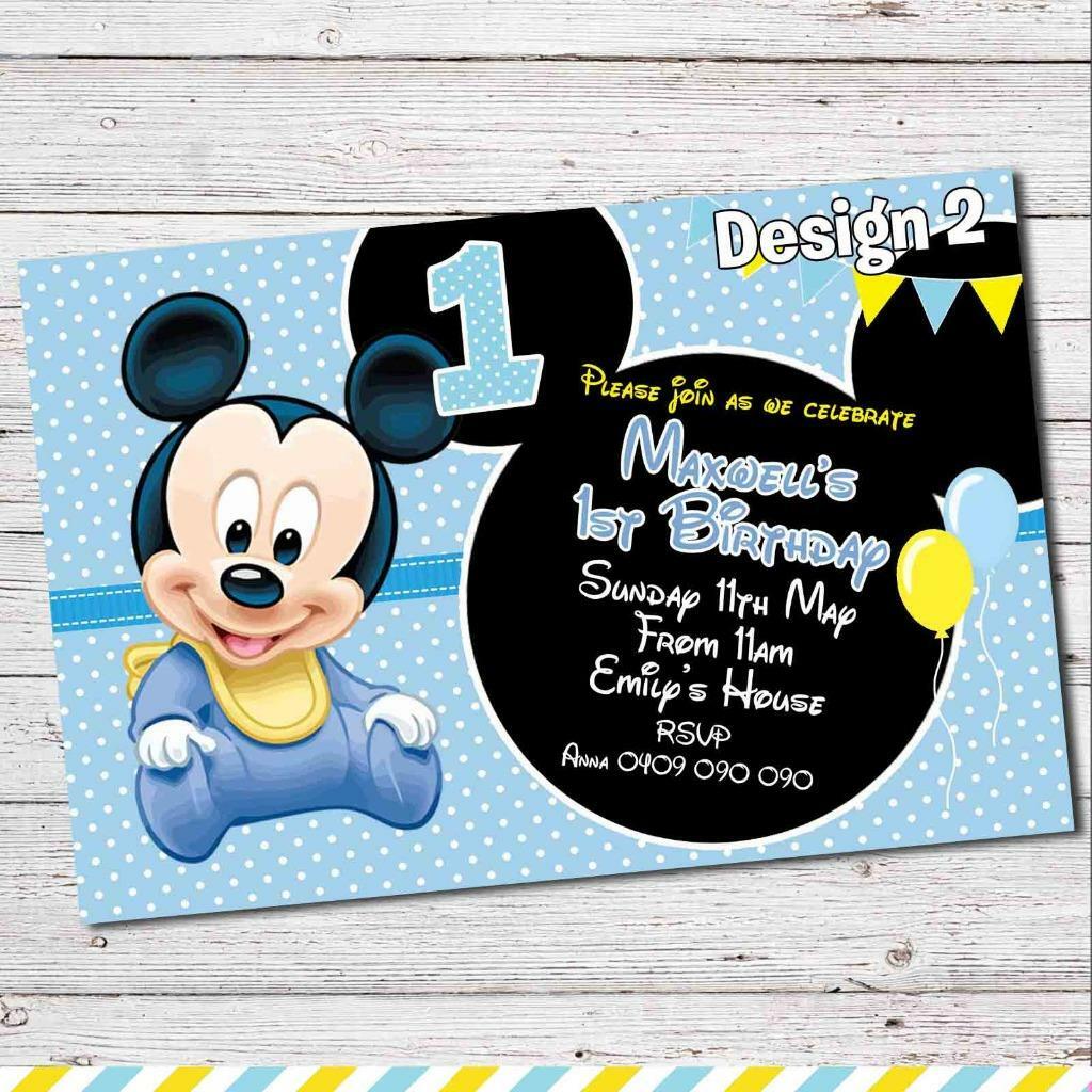 Mickey Mouse Blue Invitation