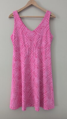 Fresh Produce V-Neck Sleeveless Dress Pink Abstract Pattern Size Medium ...