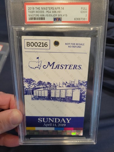 RARE 2019 Tiger Woods Masters 5th Last Win Golf PSA 2 Augusta Badge ...