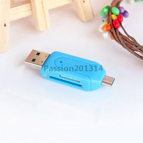2-in-1 OTG SD Micro USB 2.0 T-Flash Memory Card Reader Adapter For PC ...
