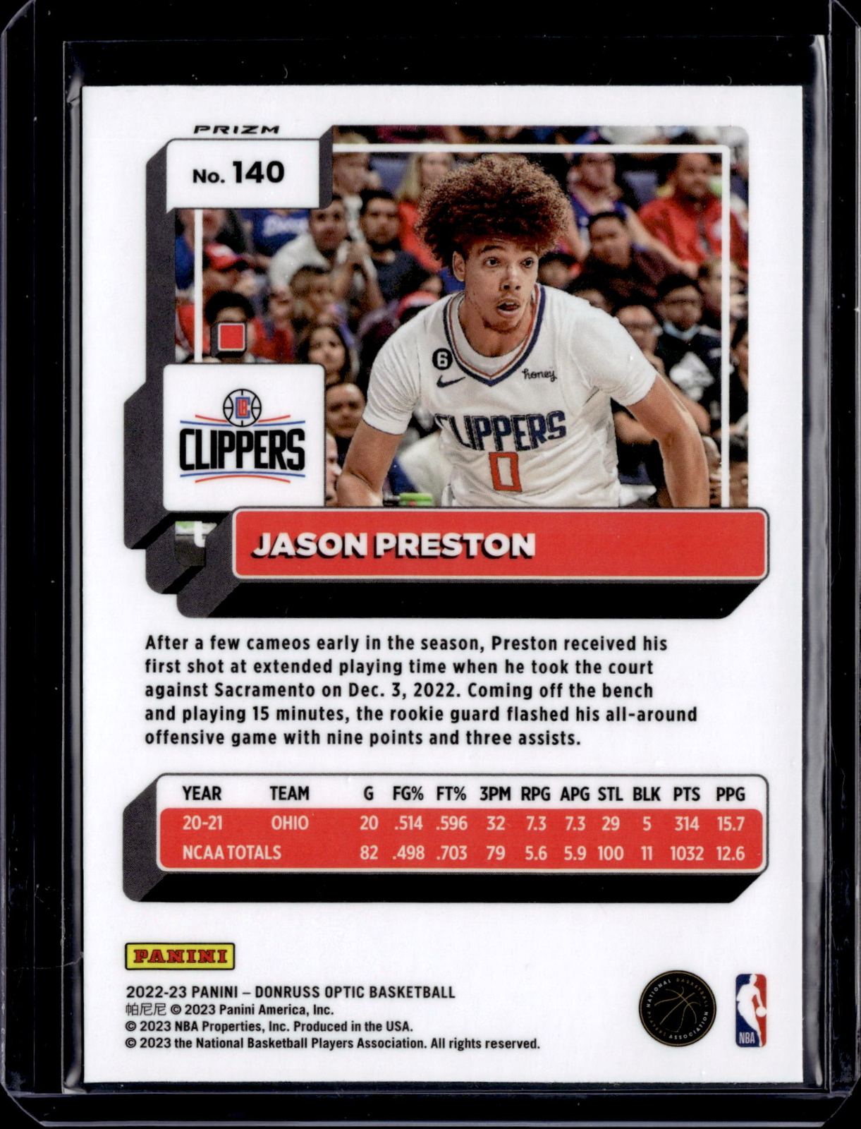 Jason Preston 2022-23 Donruss Optic #140 Fast Break Holo Los Angeles ...