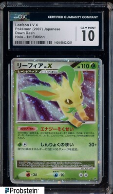 2007 Pokemon Japanese Dawn Dash 1st Edition Leafeon LV.X Holo CGC 10 ...