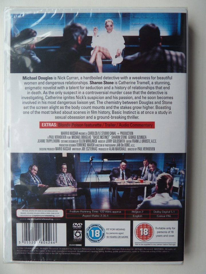 Basic Instinct(DVD 2008)Paul Verhoeven,Michael Douglas,Sharon Stone,New ...