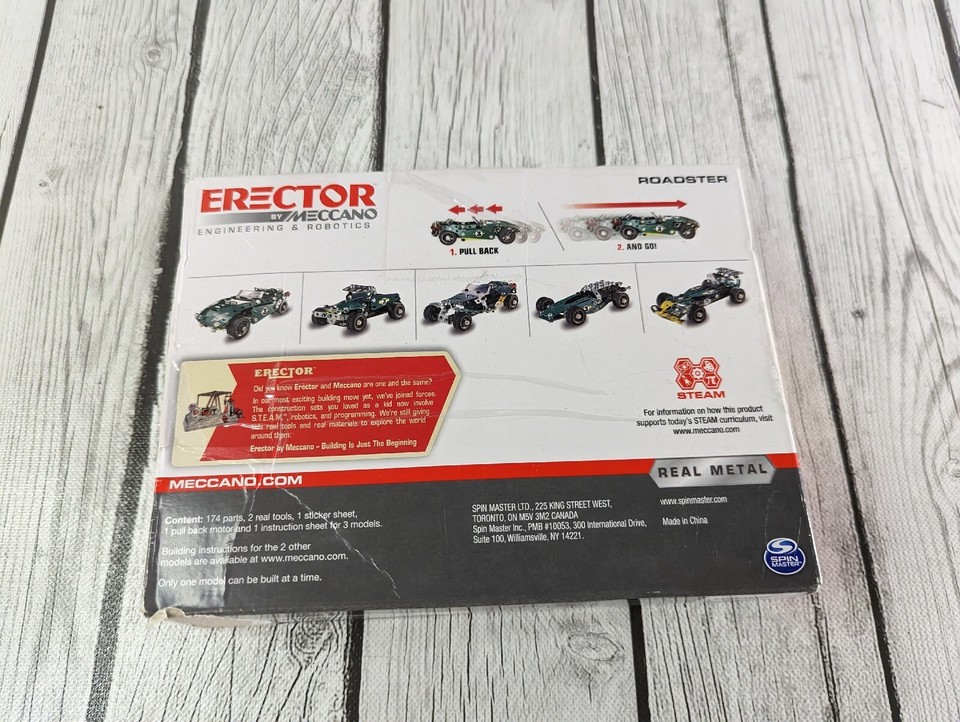 Erector by Meccano 18202 Roadster 5 in 1 Model STEAM Age 8+ Engineering ...