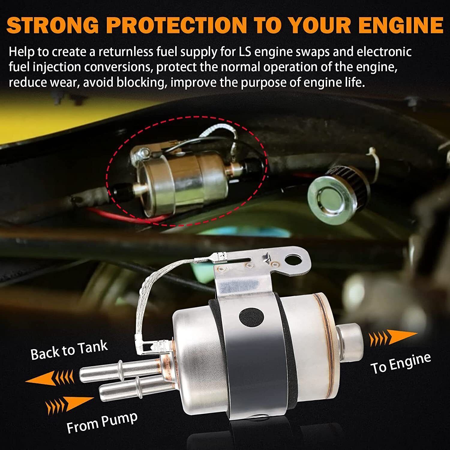 Inline Walbro TI 255LPH LS Swap High Pressure EFI Fuel Pump w/Install ...