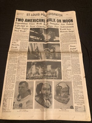 St. Louis Post Dispatch July 21, 1969 2 AMERICANS WALK ON MOON | eBay