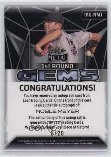 2024 Leaf Metal - 1st Round Gems Noble Meyer #1RGNM-1 Red Prismatic /20 ...