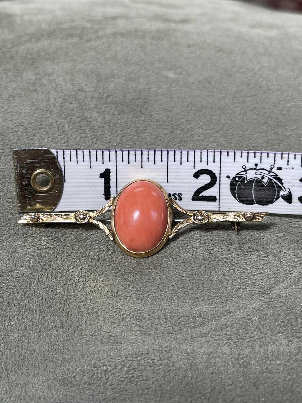 Victorian Antique Gold Angel Skin Coral Pin - Gem
