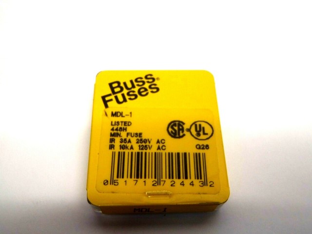 Cooper Bussmann Mdl-1-r Fuse Time Delay MDL Series 1 a 250v Pk5 for ...