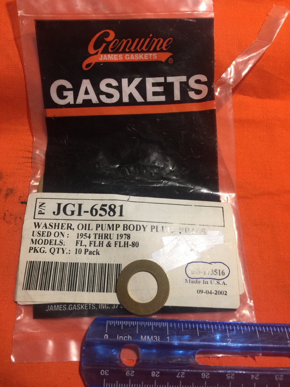 JAMES GASKET 6581 Harley Davidson oil pump body plug washer relief ...