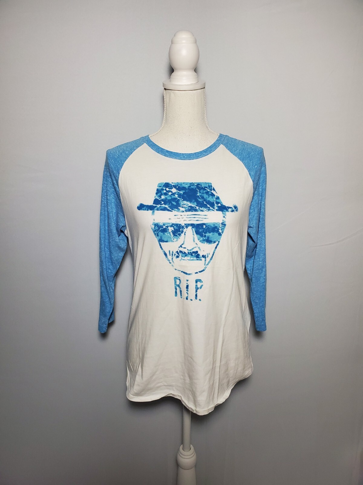 IML Breaking Bad White & Blue Raglan 3/4 Sleeve Tshir… - Gem