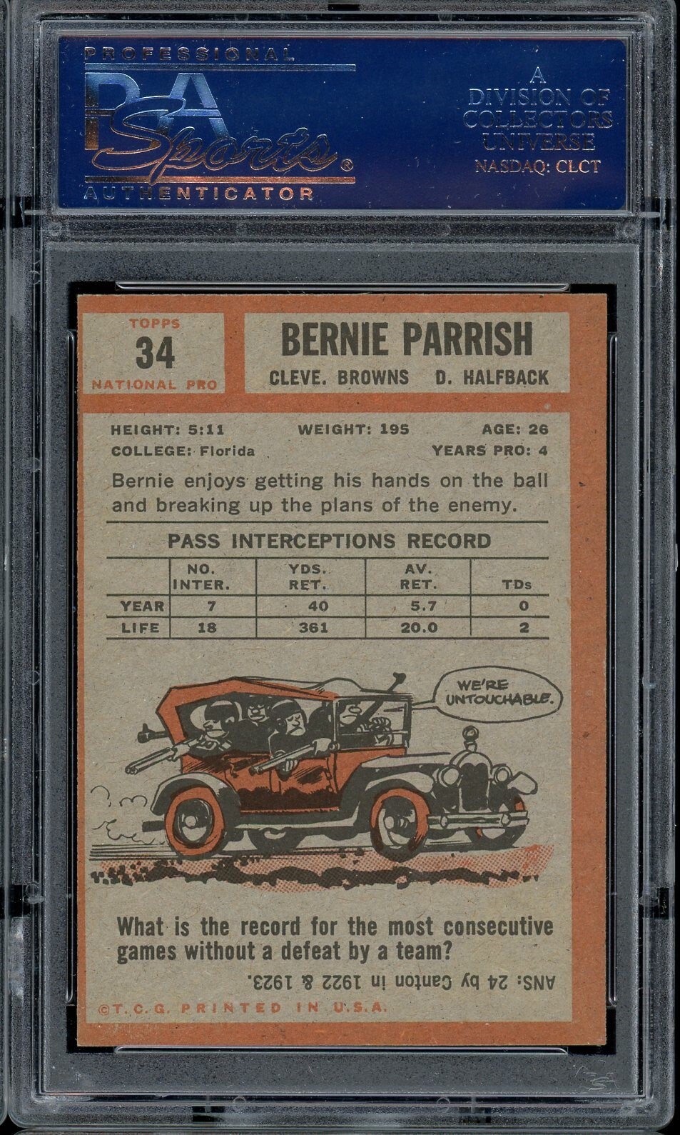 1962 Topps Football #34 Bernie Parrish PSA 6 | eBay
