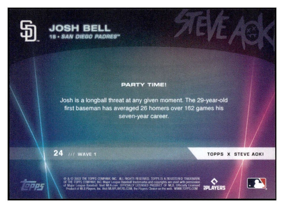 JOSH BELL 2022 Topps X Aoki Baseball Party #24 Padres MLB ID:50947 | eBay