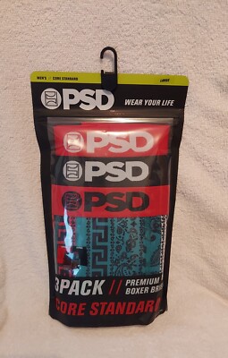PSD Core Standard Premium Boxer Briefs Meander Love 3 Pack Size Large - New | eBay